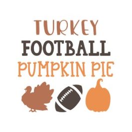 turkey football pumpkin pie