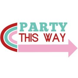 party arrow sign