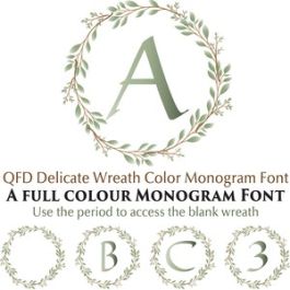 qfd delicate wreath color monogram font