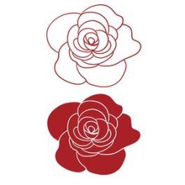 rose line art and full color rose