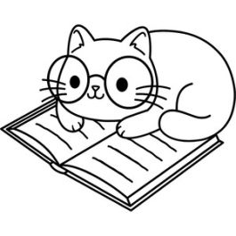 cat reading book
