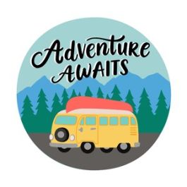 adventure awaits camper van sign