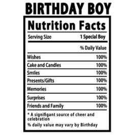 birthday boy nutrition label|380541