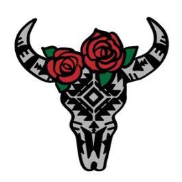Aztec Cow Skull with Roses