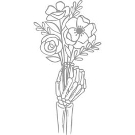 floral skeleton peace sign