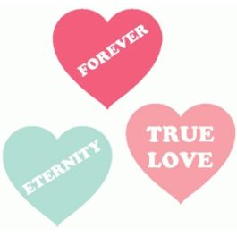 set of 3 true love hearts