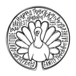 Thanksgiving Turkey Circle Word Art