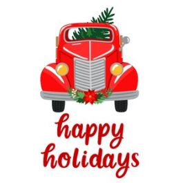 Happy Holidays Christmas Farm Truck with Tree