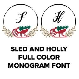 sled and holly full color monogram font