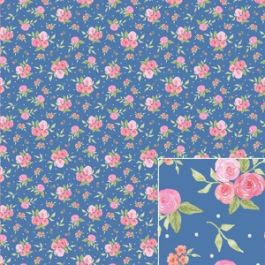 Roses Floral Pink and Blue Printable Background Paper