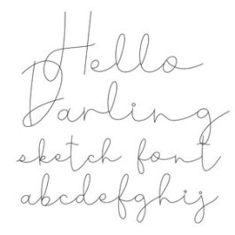 BFC Hello Darling Cursive Valentine's Sketch Font