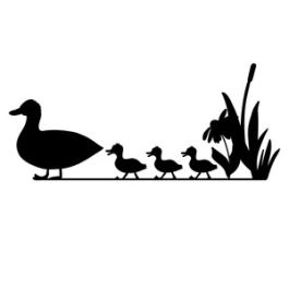 Duck and Baby Ducklings Silhouette