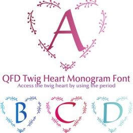 QFD Twig Heart Monogram Font|399801