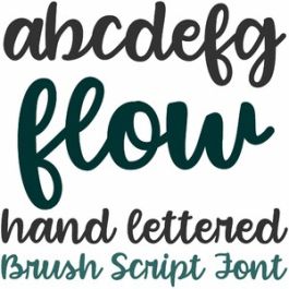 flow hand lettered brush script font