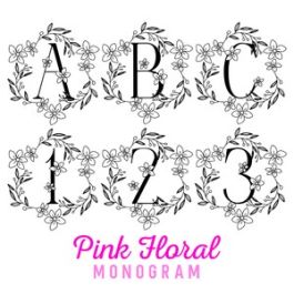 Pink Floral Monogram