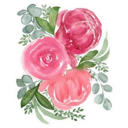 Pink and Red Whimsical Flowers Print and Cut