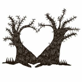 Heart Twin Trees Family Tree - 1 Heart Frame