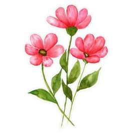 Pink and Red Whimsical Flowers Print and Cut