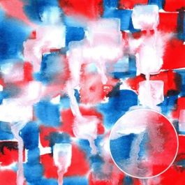Red White Blue Brushed Dripping Watercolor Background