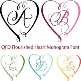 QFD Flourished Heart Monogram Font