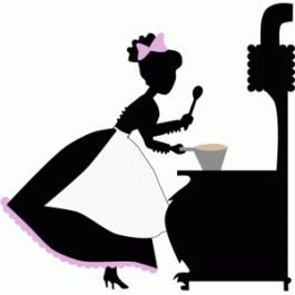 vintage lady cooking silhouette