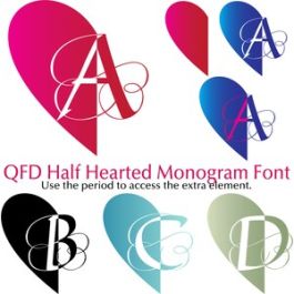 QFD Flourished Heart Monogram Font