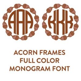 acorn wreath full color monogram font
