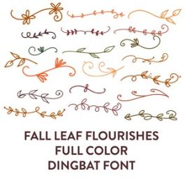 fall leaf flourishes full color dingbat font