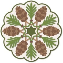 Mat Lrg Round Pine Cones and Sprigs