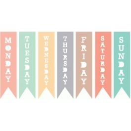 set of 7 days of the week vertical banners