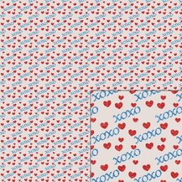 hearts blue xoxo glitter pattern
