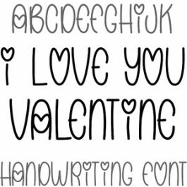 i love you valentine handwriting font