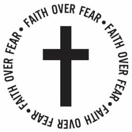 Faith Over Fear Cross Quote Circle