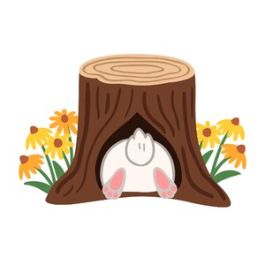 Bunny in Tree Stump