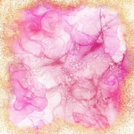Pink Alcohol Ink Background With Gold Glitter Border