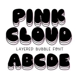 BFC Pink Cloud Layered 3D Retro Bubble Font