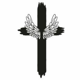 Hand Drawn Angel Wings Cross