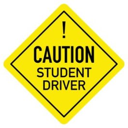 student driver road sign style