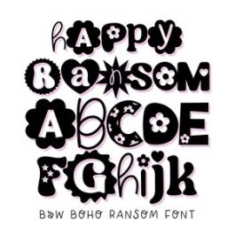BFC Happy Ransom Boho Retro Cut Out Font Black White Version