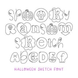 BFC Spooky Ransom Sketch Cute Boho Halloween Doodle Font