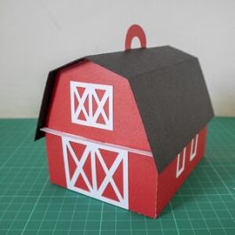 3D Farmhouse Red Barn Paper Box