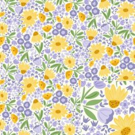 Purple and Yellow Floral Printable Pattern Background
