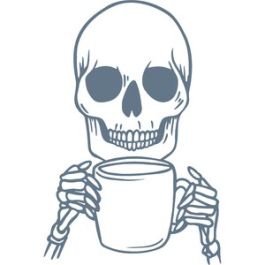 skull with coffee