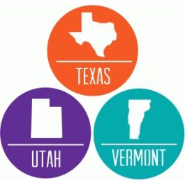 state badges - tx ut vt