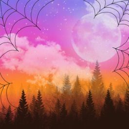Halloween Sunset Forest Spooky Sky Background Pattern