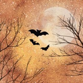 Halloween Gold Glitter Bat Night Forest Spooky Sky Background Pattern