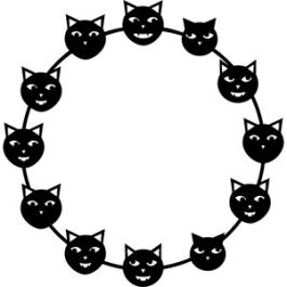 Black Cat Circle Border Frame