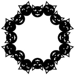Black Cat Circle Border Frame