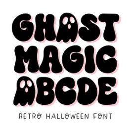 BFC Ghost Magic Solid Halloween Retro Boho Bubbly Ghost Font