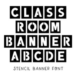 BFC Classroom Banner Teacher Party Stencil Banner Block Font
